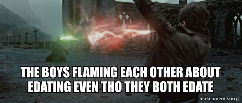 THE BOYS FLAMING EACH OTHER ABOUT EDATING EVEN THO THEY BOTH EDATE Meme ...