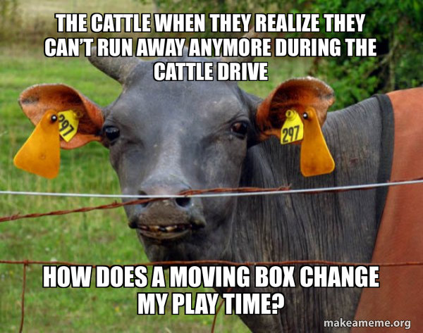 The cattle when they realize they can’t run away anymore during the ...