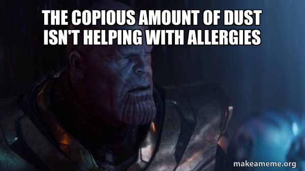 the copious amount of dust isn't helping with allergies - Thanos ...