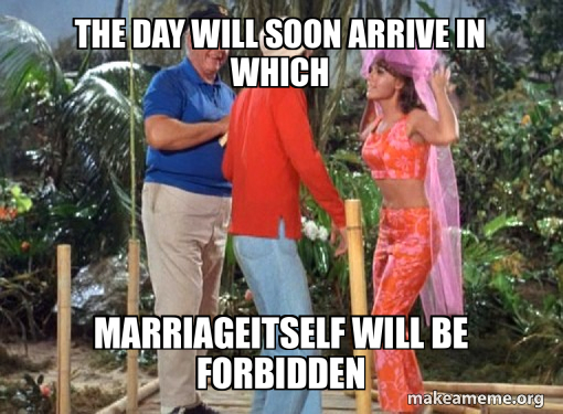 THE DAY WILL SOON ARRIVE IN WHICH MARRIAGEITSELF WILL BE FORBIDDEN Meme ...