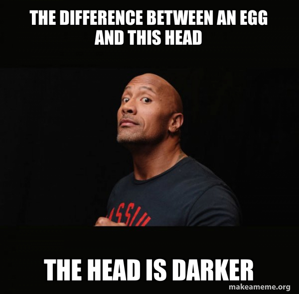 The difference between an egg and this head the head is darker - Dwayne ...