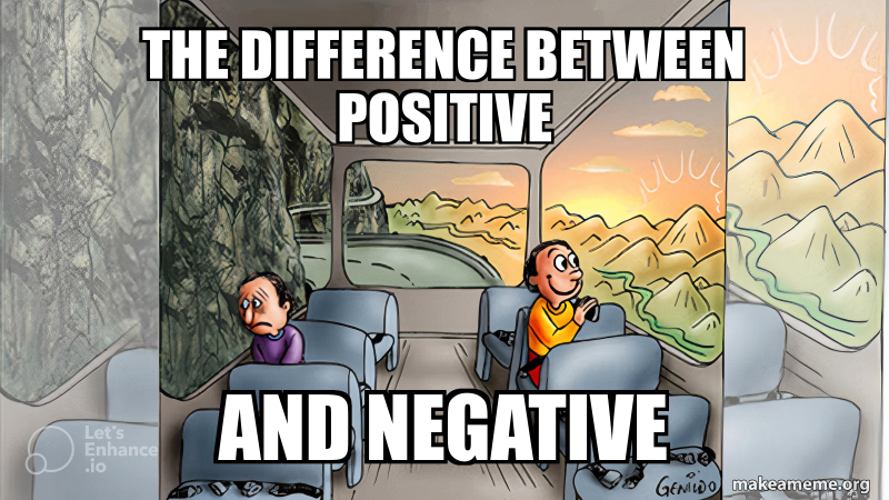 THE DIFFERENCE BETWEEN POSITIVE AND NEGATIVE Meme Generator