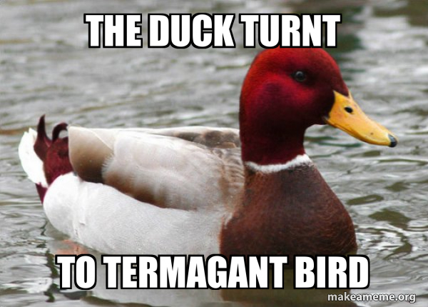 the duck turnt to termagant bird - Malicious Advice Mallard Meme Generator