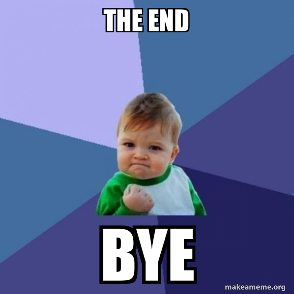 the end bye - Success Kid Meme Generator