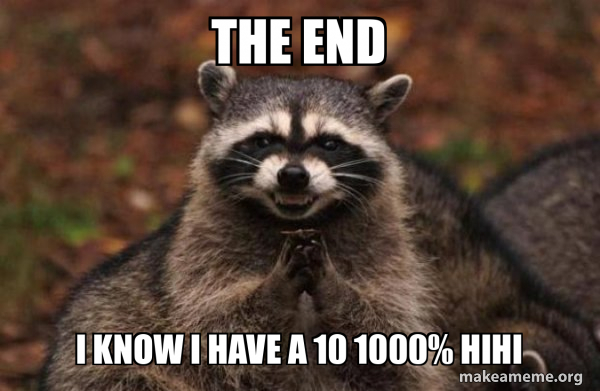the end i know i have a 10 1000% hihi - Evil Plotting Raccoon Meme Generator