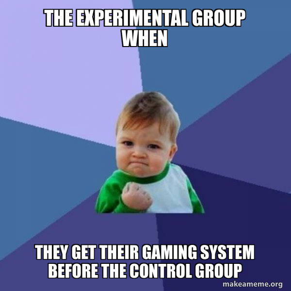 The experimental group when they get their gaming system before the ...
