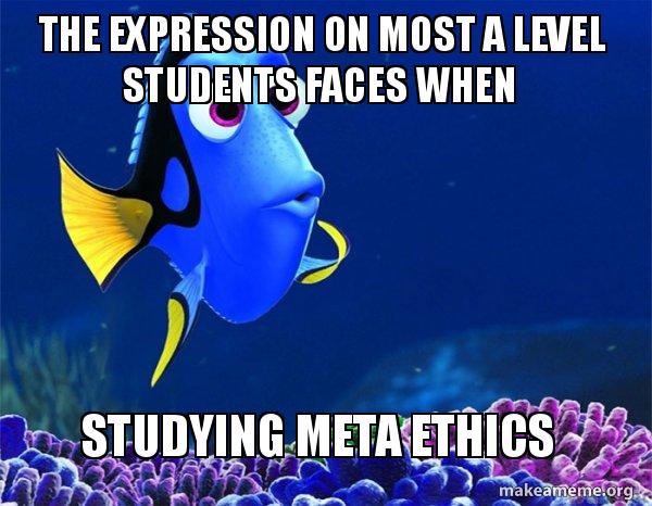 The expression on most A level students faces when studying Meta Ethics ...