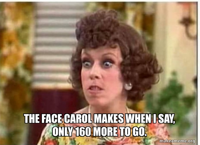 The face carol makes when i say, only 160 more to go. Meme Generator