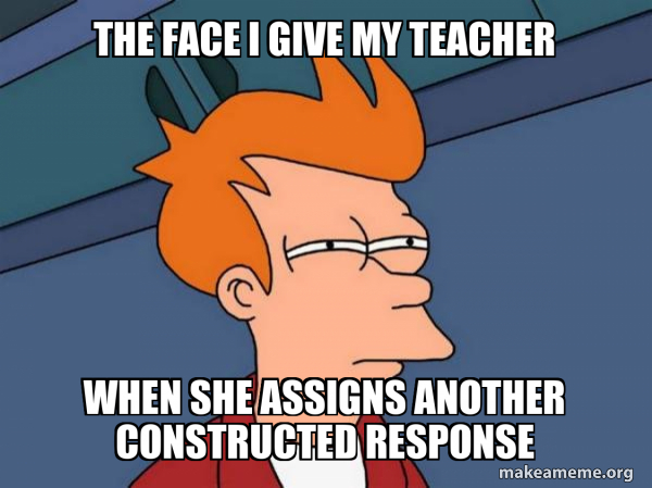 The face I give my teacher when she assigns another constructed ...