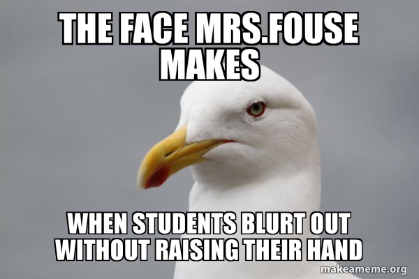 The face Mrs.Fouse makes when students blurt out without raising their ...