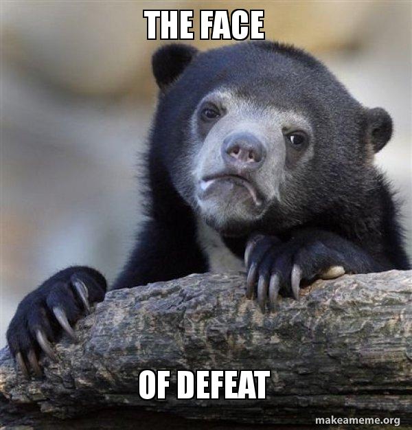 the face of defeat - Confession Bear Meme Generator