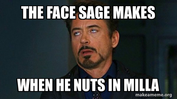 the face sage makes when he nuts in milla - Tony Stark Eye Roll Meme ...