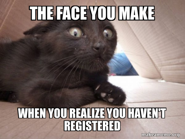 The face you make When you realize you haven't registered - Schitzo Cat ...