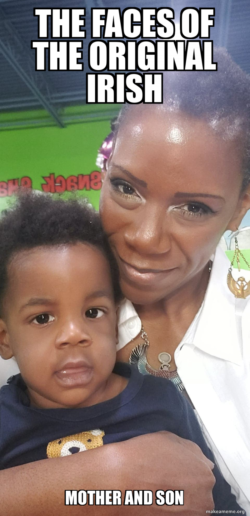 the faces of the original irish mother and son Meme Generator