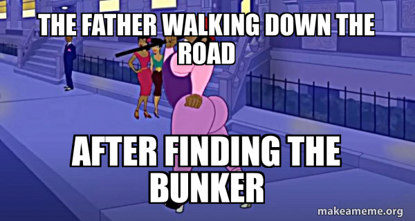 The father walking down the road after finding the bunker - Axel in ...