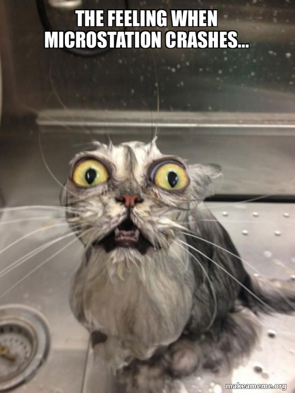 THE FEELING WHEN MICROSTATION CRASHES... - Cat bath Meme Generator