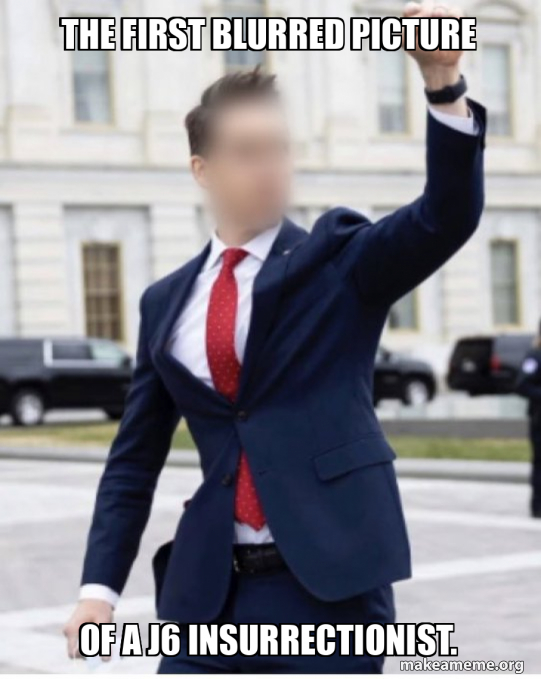 The first blurred picture of a J6 insurrectionist. Meme Generator
