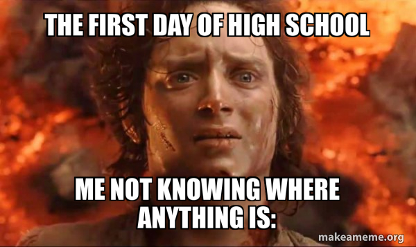 The first day of High School Me not knowing where anything is: - Frodo ...