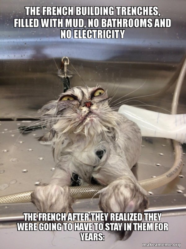 The French building trenches, filled with mud, no bathrooms and no ...