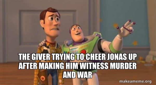 The Giver trying to cheer Jonas up after making him witness murder and ...