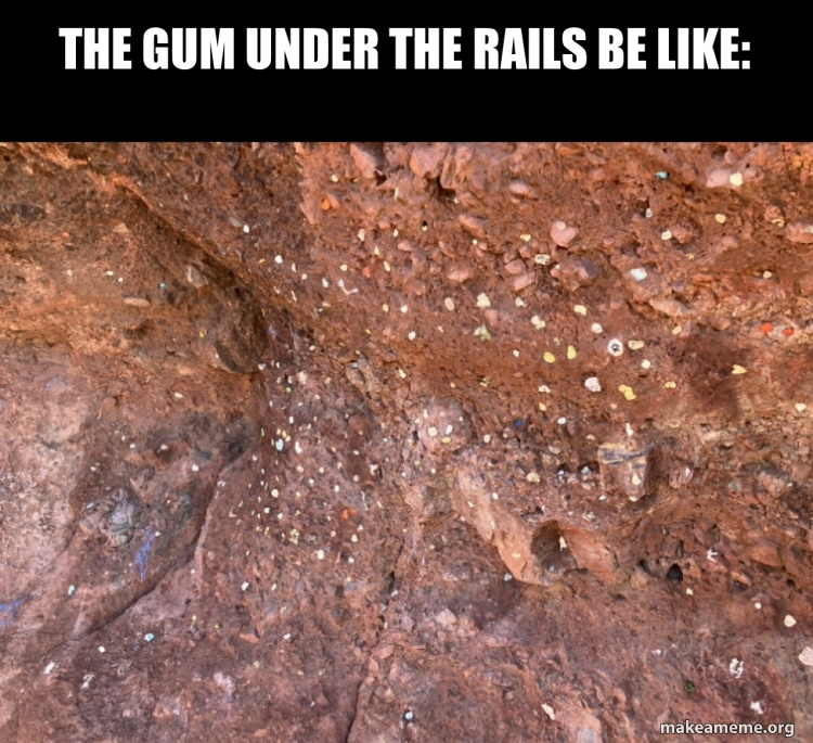The gum under the rails be like: Meme Generator