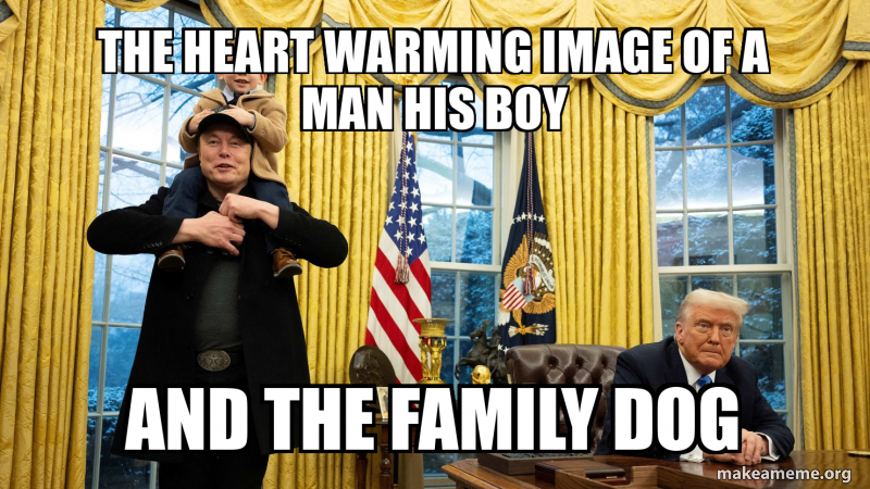 The heart warming image of a man his boy And the family dog Meme Generator