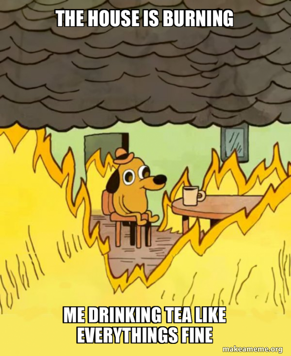 the house is burning me drinking tea like everythings fine - This Is ...