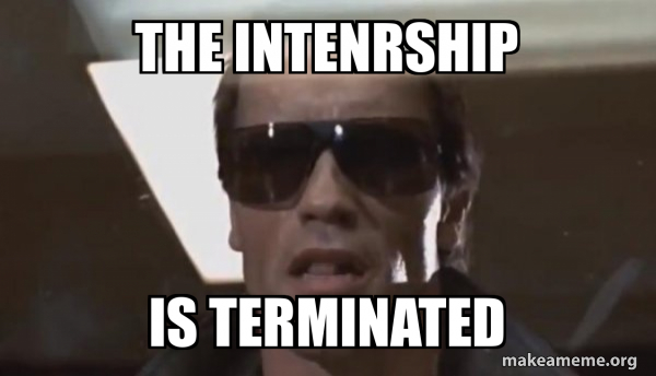 The intenrship is terminated - The Terminator Meme Generator