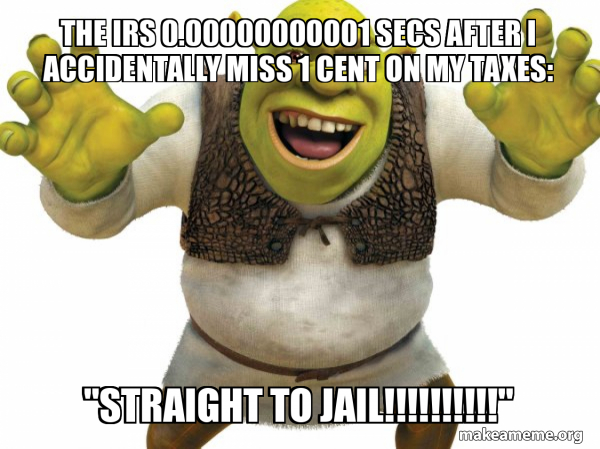 The IRS 0.00000000001 secs after I accidentally miss 1 cent on my taxes ...