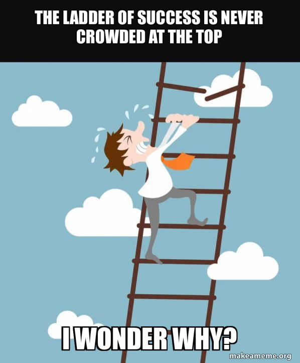 The ladder of success is never crowded at the top I wonder Why? Meme ...