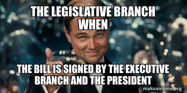 the legislative branch when the bill is signed by the executive branch ...