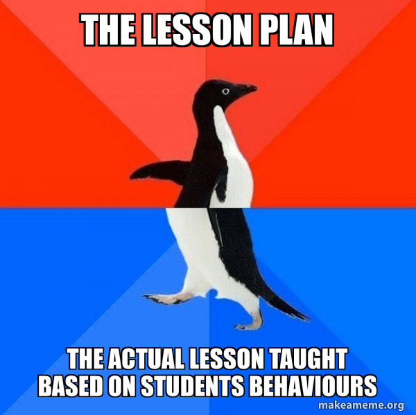 the lesson plan the actual lesson taught based on students behaviours ...