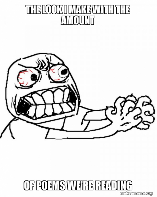 The look I make with the amount of poems we're reading - Angry Meme ...