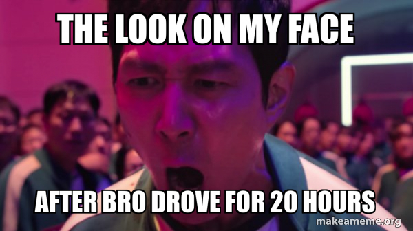 the look on my face after bro drove for 20 hours - I've Played These ...