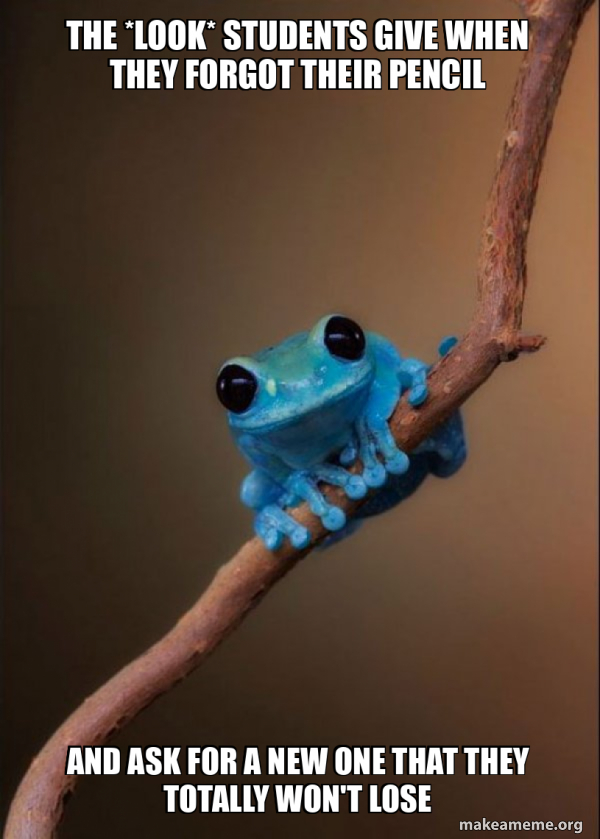 The *look* students give when they forgot their pencil and ask for a ...