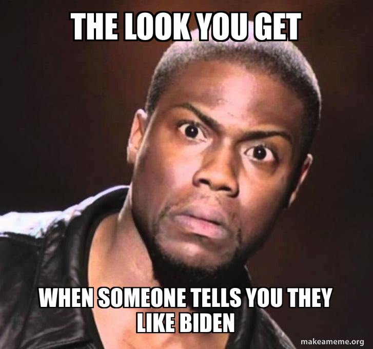 The look you get when someone tells you they like biden Meme Generator