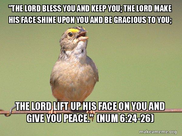 "The Lord bless you and keep you; The Lord make His face shine upon you ...