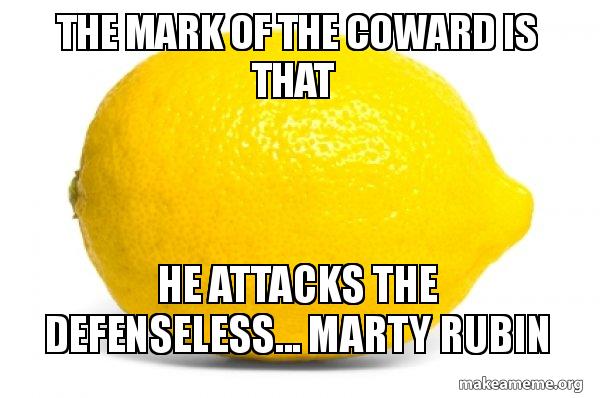 The mark of the coward is that he attacks the defenseless... Marty ...