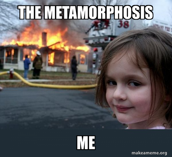 the metamorphosis me - Disaster Girl Meme Generator