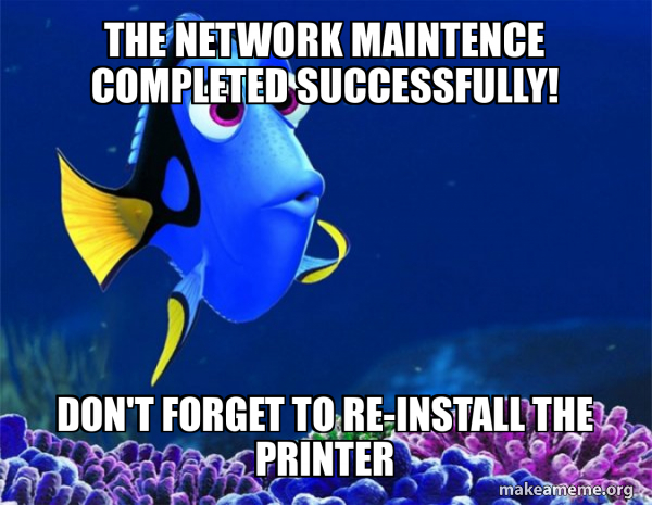 The network maintence completed successfully! don't forget to re ...