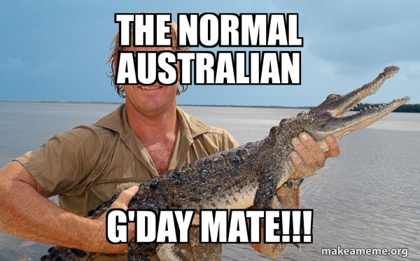 The NORMAL AUSTRALIAN G'DAY MATE!!! - Steve irwin Meme Generator