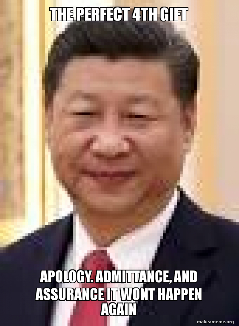 The perfect 4th gift Apology. Admittance, and ASSURANCE it wont happen ...