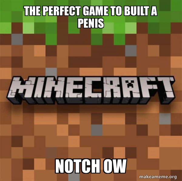 The perfect game to built a penis Notch ow - Minecraft Meme Generator