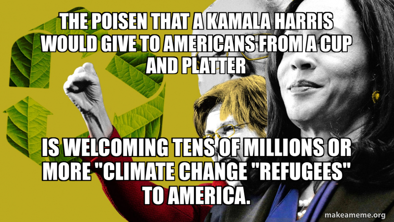 the poisen that a kamala harris would give to americans from a cup and ...