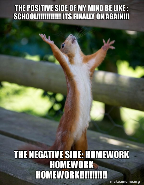 The positive side of my mind be like : School!!!!!!!!!!!! Its finally ...