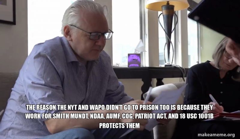 the reason the NYT and WAPO didn't GO TO PRISON TOO IS BECAUSE THEY ...