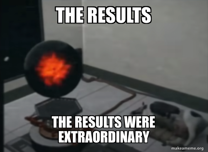 the results the results were extraordinary Meme Generator