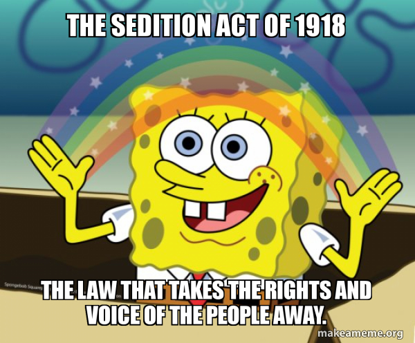 The Sedition act of 1918 The law that takes the rights and voice of the ...