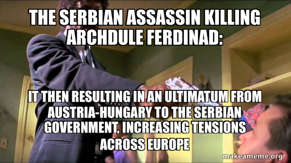 THE SERBIAN ASSASSIN KILLING ARCHDULE FERDINAD: IT THEN RESULTING IN AN ...