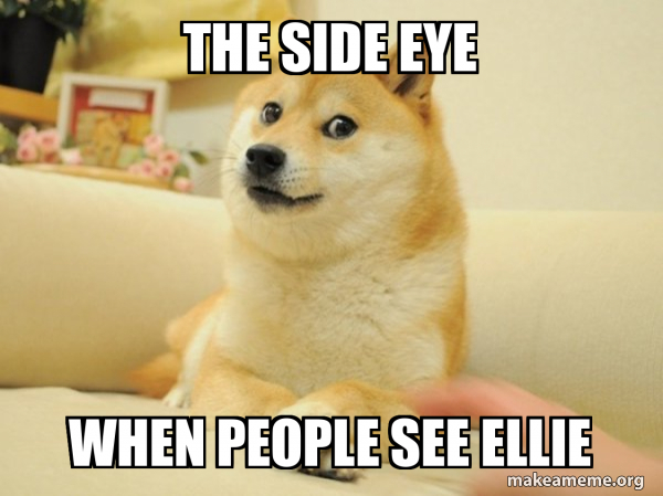 the side eye when people see ellie - Doge Meme Generator